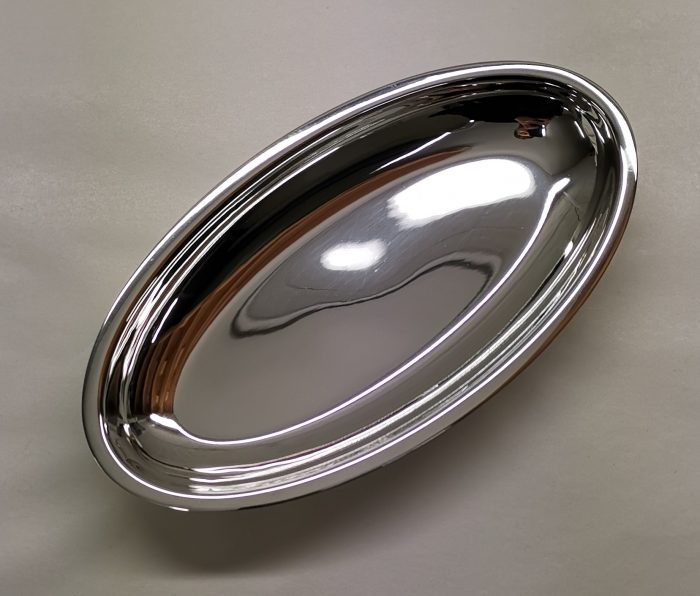 Silver Oval Sundae Dish - Shown with Plain Edge, For Sundaes or Veg